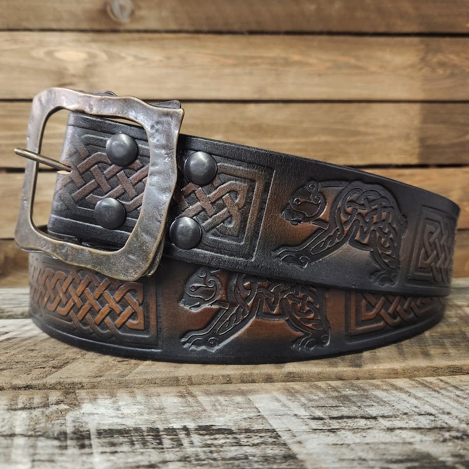 Celtic Bear Kilt Belt | Earthly Leather Design